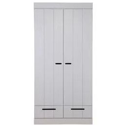 Garderobenschrank Woood "Connect", grau, B:94cm H:195cm T:53cm, Holzwerkstoff, Schr&auml;nke, Garderobenschrank, mit Kleiderstange, Breite 94 cm x H&ouml;he 195 cm