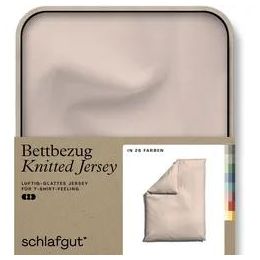 Bettbezug Schlafgut "Premium Bettbezug Knitted Jersey (1 St)", rot (rot light), B:155cm L:220cm, Jersey, Obermaterial: 95% Baumwolle, 5% Elasthan, Bettbez&uuml;ge, Ton-in-Ton Rei&szlig;verschluss, Bio-Baumwolle mit Elasthan, Uni, OEKO Tex