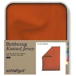 Bettbezug Schlafgut "Premium Bettbezug Knitted Jersey (1 St)", rot (rot mid), L:200cm, Jersey, Obermaterial: 95% Baumwolle, 5% Elasthan, Bettbez&uuml;ge, Ton-in-Ton Rei&szlig;verschluss, Bio-Baumwolle mit Elasthan, Uni, OEKO Tex