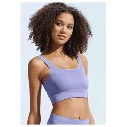 Crop-Top Lascana, Damen, Gr. M (40/42), lila, Rippware, Obermaterial: 93% Polyamid, 7% Elasthan, unifarben, figurbetont kurz, Rundhals, Tops, Seamless Top mit Rippstruktur