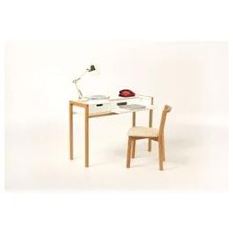 Schreibtisch WOODMAN "Farringdon", braun (wei&szlig;, eiche), B:122cm H:84cm T:43cm, Tische, Schreibtisch, skandinavisches Design, Home Office, praktisch ausziehbar, FSC