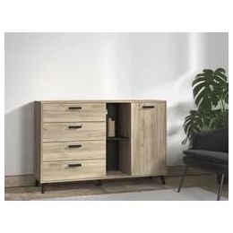 Sideboard Inosign "Umbria", grau (grau eiche), B:137,5cm H:90,5cm T:40cm, Spanplatte, Sideboards, Sideboard, Kommode, Breite 137 cm