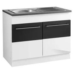 Sp&uuml;lenschrank KOCHSTATION "KS-Trient", grau (wei&szlig;, anthrazit hochglanz), B:100cm H:85cm T:60cm, Schr&auml;nke, Sp&uuml;lenschrank, 100 cm breit, inkl. Einbausp&uuml;le
