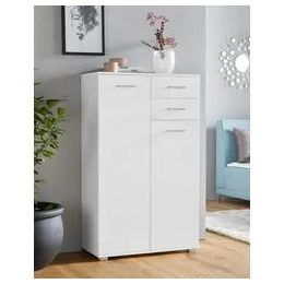 Kombikommode Priess, wei&szlig;, B:82cm H:135cm T:38cm, Holzwerkstoff, Sideboards, Kombikommode
