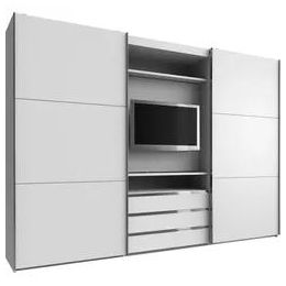 Schwebet&uuml;renschrank wimex "Magic by fresh to go", wei&szlig;, B:300cm H:216cm T:65cm, Schr&auml;nke, Schwebet&uuml;renschrank, tolles EXTRA: mit drehbarem TV-Element, mittig mit Schubladen, Topseller