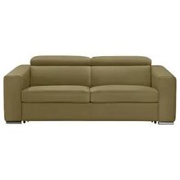 Schlafsofa Egoitaliano "Cabiria, Design und super Sitz- und Liegekomfort", gr&uuml;n (pistazie), B:226cm H:97cm T:103cm, Luxus-Micofaser Lederoptik (100% Polyester) ist ein neues technisches Gewebe mit einem visuellen und taktilen Aspekt, der dem Nubuk sehr nahe kommt, mit innovativen Eigenschaften. Seine au&szlig;erordentliche Weichheit kommt von einem exklusiven Produktionsprozess, der Unreinheiten und Unr