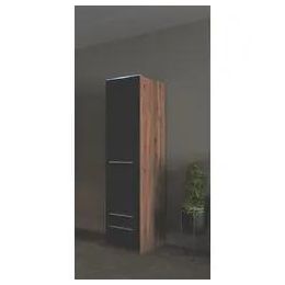 Kleiderschrank Priess "Schrank Garderobe W&auml;scheschrank Barcelona in 5 Breiten", schwarz (astkernbuche, schwarz), B:48cm H:193cm T:54cm, Holzwerkstoff, Schr&auml;nke, Kleiderschrank, viel Stauraum, ger&auml;umige Schubk&auml;sten, mit Spiegel, MADE IN GERMANY