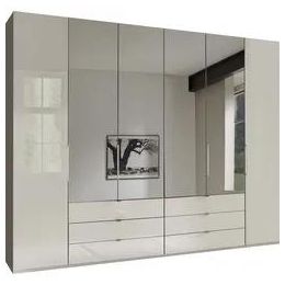 Faltt&uuml;renschrank Wiemann "Kansas, Kleiderschrank, Schrank, W&auml;scheschrank, mit Glas und Spiegel", beige (champagner, glas und spiegel), B:300cm H:217cm T:58cm, Schr&auml;nke, Dreht&uuml;renschrank, inkl. gep&auml;mpften Schubk&auml;sten und T&uuml;ren, mit Panorama&ouml;ffnung
