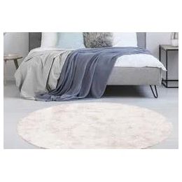 Hochflor-Teppich Kayoom "Diamond 700" Gr. 9, rosa (puder, rosa), H:45mm &Oslash;:120cm, Kunstfaser, Teppiche, weiche Microfaser, Langflor, Shaggy, Melange, Wohnzimmer