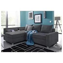 Ecksofa Collection AB "Relax L-Form", grau (anthrazit), B:223cm H:84cm T:91cm, Zierkissen: 100%Polyester;Struktur (100% Polyester);Microfaser PRIMABELLE (100% Polyester);Kunstleder SOFTLUX / Struktur (80% Polyester, 20% Acryl);Microfaser PRIMABELLE (100% Polyester) / Struktur (80% Polyester, 20% Acryl), Sofas, Ecksofa, inklusive Bettfunktion, Federkern, wahlweise mit RGB-LED-Beleuchtung