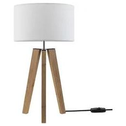 Paco Home Tischleuchte "Canvas uni Color", braun (holzfarben), 1, &Oslash; 28cm H: 53cm, Leuchten, Stehlampe Vintage Fu&szlig; LED Lampe Wohnzimmer Skandinavischer Stil E27, Tischleuchte