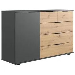 Kombikommode wimex "Gibraltar", grau (artisan, eiche, nachbildung, graphit), B:130cm H:83cm T:41cm, Holzwerkstoff, Sideboards, Kombikommode