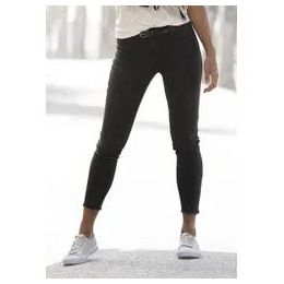 Jeggings Lascana, Damen, Gr. 34, N-Gr, grau (anthrazit), Denim/Jeans, Obermaterial: 70% Baumwolle, 28% Polyester, 2% Elasthan, figurbetont kn&ouml;chelfrei, Hosen Jeggings, mit Rei&szlig;verschl&uuml;ssen am Saum, Skinny, elastische Qualit&auml;t, modisch