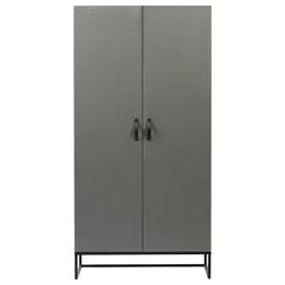 Garderobenschrank Woood "Morris", grau, Holzwerkstoff, Schr&auml;nke, Garderobenschrank, mit Kleiderstange, massiv Kiefer H 195 cm x B 100 cm