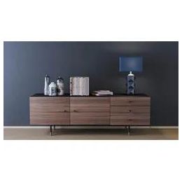 Sideboard WOODMAN "Jugend Kommode", schwarz (schwarz, walnuss), B:180cm H:70cm T:48cm, Sideboards, Sideboard, mit Holzfurnier aus Eiche, Breite 180 cm, FSC