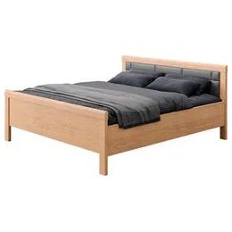 Einzelbett Priess "Arnsberg", braun (livorno buche, anthrazit), B:188cm L:208cm, Betten, Kinder-Einzelbett Jugendbett Bettgestell, Komforth&ouml;he mit gepolstertem Kopfteil
