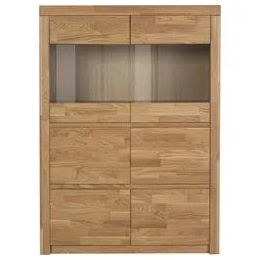 Highboard OTTO HOME "Silkeborg", braun (eiche teilmassiv), B:90cm H:125cm T:35cm, Holz teilmassiv, Sideboards, Highboard, sch&ouml;ne grifflose Optik, teilmassiv