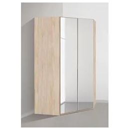 Eckkleiderschrank wimex "New York", braun (struktureichefarben hell), B:90cm H:208cm T:56cm, Schr&auml;nke, Eckkleiderschrank, mit Spiegelt&uuml;ren und LED Leuchte
