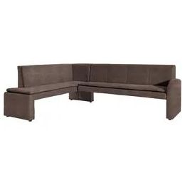 Eckbank exxpo - SOFA FASHION "Cortado, elegant und modern mit hohem Sitzkomfort", braun, B:197cm H:89cm T:264cm, Strukturstoff (88%Polyester, 12% Nylon) mit Absatz Luxuskunstleder;Luxus-Microfaser (Zusammensetzung: 10% Baumwolle, 90% Polyester), Sitzb&auml;nke, Eckbank, hohe Bodenfreiheit, sch&ouml;ne Detailverarbeitung, wahlweise Lederbezug