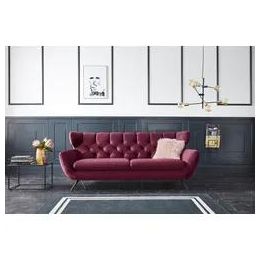 3-Sitzer 3C Candy "Beatrice, extravagantes Megasofa, bequem, K&uuml;chensofa", rot (bordeaux), B:225cm H:94cm T:95cm, Samt-Optik (100% Polyester), Sofas, mit R&uuml;ckensteppung im Rautenmuster, Samt Optik, auch in Fellimitat