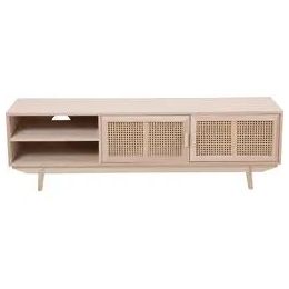 Lowboard Salesfever "Vejle Chic & Stylisch: Das TV-Kommode", beige (natur), B:150cm H:45cm T:36cm, Furnier, Geflecht Rattan, MDF, Sideboards, Lowboard, Edle Rattan-Kommode mit Wiener Geflecht-Design