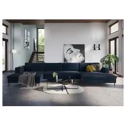 Wohnlandschaft DOMO collection "Modica U-Form aktuelles, kubisches Design mit 2 Recamieren, viel Platz", blau, B:438cm H:83cm T:173cm, Sofas, Wohnlandschaft, XXL, in moderner Optik mit, 2 gro&szlig;z&uuml;gigen Recamieren, auch in Cord