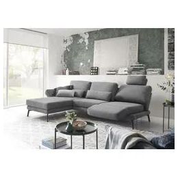 Ecksofa 3C Candy "Kairo modernes Multifunktions-Sofa, bequem, L-Form", grau (platin), B:317cm H:87cm T:188cm, 100% Polyester, Sofas, Ecksofa, inklusive Drehsitz, Armlehnen- und R&uuml;ckenverstellung, OTTOs Choice