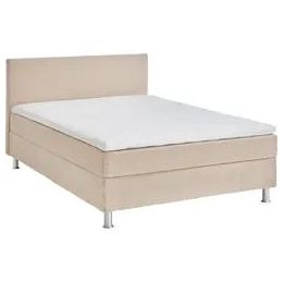 Boxbett "Edison", beige (creme), B:120cm L:209cm, Bezug Bett: Cord (65% Polypropylen, 35% Polyester), ATLANTIC HOME COLLECTION, Komplettbetten, Boxspringbett, inkl. Bonnellfederkern-Matratze und Topper