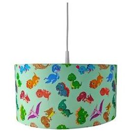 Niermann Standby NIERMANN Pendelleuchte "Stoff-Pendelleuchte Dinos, Kinderlampe", bunt (multi color), 1, &Oslash; 35cm H: 17cm, 1 Stk., Leuchten, Lampenschirm aus Stoff, Kinderzimmer, Pendelleuchte