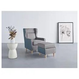 Ohrensessel Home Affaire "Thisted", blau (petrol), B:73cm H:99cm T:85cm, 100% Polyester, Sessel, Ohrensessel, farblich abgesetzt - modern und frisch, B/T/H: 73/85/99