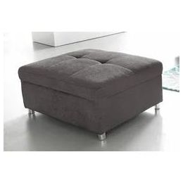 Polsterhocker Home Affaire "Top Bilbao", grau (fango), B:98cm H:42cm T:68cm, Struktur fein (95% Polyester, 5% Polyamid);Kunstleder SOFTLUX / Struktur (100% Polyester), Hocker, Polsterhocker