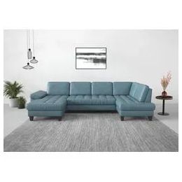Sit & More Wohnlandschaft SIT & MORE "Westham U-Form", bunt (graublau), B:338cm H:88cm T:172cm, 100% Polyester, Sofas, Wohnlandschaft, wahlweise mit Bettfunktion, Bettkasten, Sitztiefenverstellung