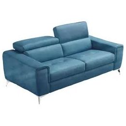 Schlafsofa Egoitaliano "Francine Designsofa, Loungesofa mit Dauerschlaffunktion, Breite 233 cm", blau (ozeanblau), B:233cm H:100cm T:106cm, Luxus-Micofaser Lederoptik (100% Polyester) ist ein neues technisches Gewebe mit einem visuellen und taktilen Aspekt, der dem Nubuk sehr nahe kommt, mit innovativen Eigenschaften. Seine au&szlig;erordentliche Weichheit kommt von einem exklusiven Produktionsprozess, 