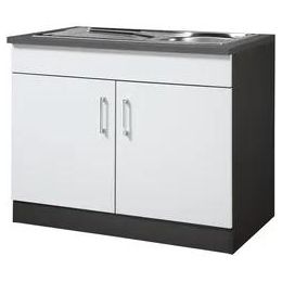 Sp&uuml;lenschrank KOCHSTATION "KS-Paris", grau (wei&szlig;, anthrazit), B:100cm H:85cm T:60cm, Holzwerkstoff, Schr&auml;nke, Sp&uuml;lenschrank