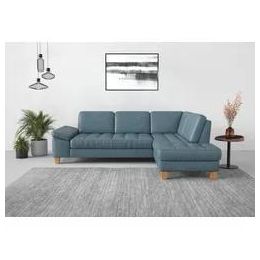 Sit & More Ecksofa SIT & MORE "Westham L-Form", bunt (graublau), B:261cm H:88cm T:179cm, 100% Polyester, Sofas, Ecksofa, mit Ottomane, mit oder ohne Bettfunktion, Bettkasten, Verstellung
