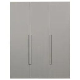 Garderobenschrank Woood "Rens", grau, B:165cm H:210cm T:58cm, Holzwerkstoff, Schr&auml;nke, Garderobenschrank, aus Nussbaum-Dekor, viel Stauraum, H&ouml;he 210 cm
