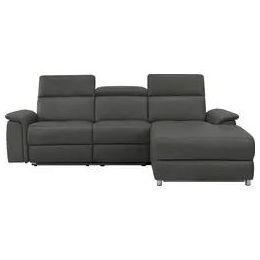 Ecksofa Home Affaire "Pareli, L-Form, 259cm,m. Recamiere, Echtleder, Kunstleder, Webstoff", schwarz, B:259cm H:98cm T:163cm, Sofas, Ecksofa, man. o. elektr. Relaxfunktion, USB/Kopfteilverstellg u. LED