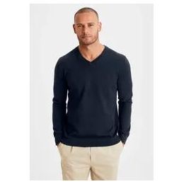 H.I.S. Strickpullover H.I.S, Herren, Gr. XL (56/58), blau (navy), Feinstrick, Obermaterial: 60% Baumwolle, 40% Polyester, unifarben, Basic, regular fit normal, V-Ausschnitt, Strickb&uuml;ndchen, Pullover Strickpullover, mit V-Ausschnitt, Pullover aus Feinstrick, Baumwollmischung, Topseller