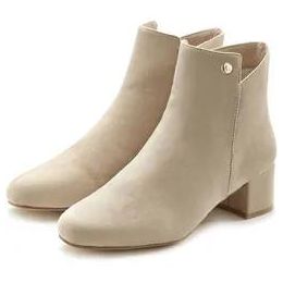 Stiefelette Lascana "Sommerstiefelette", Damen, Gr. 37, beige, Obermaterial: 100% Textilmaterial. Decksohle: 100% Textilmaterial. Futter: 100% Textilmaterial. Laufsohle: 100% Synthetik, unifarben, Basic,festlich, Schuhe Stiefelette, mit bequemen Blockabsatz, Ankle Boots, Stiefel VEGAN
