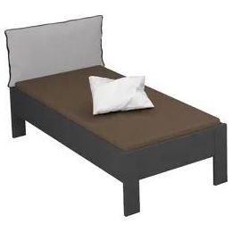 Futonbett Rauch "Aditio", grau (graumetallic), B:96cm H:107cm L:208cm, Betten, Futonbett, Kopfteil Webstoff mit abgesetztem Keder