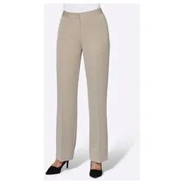 B&uuml;gelfaltenhose Lady, Damen, Gr. 23, Kurzgr&ouml;&szlig;en, beige (sesam), 64% Polyester, 34% Viskose, 2% Elasthan, unifarben, lang, Hosen