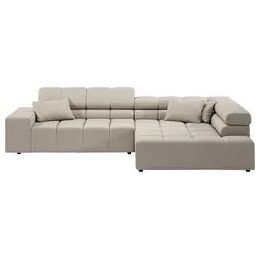 Ecksofa Home Affaire "Ancona incl. Kopfteilverstellung, Breite 319cm, L-Form", grau (taupe), B:319cm H:70cm T:215cm, Struktur (85% Polyester, 15% Viskose);Luxus-Microfaser weich (98% Polyester, 2% Nylon);Velours (100% Polyester), Sofas, Ecksofa, wahlweise motorische Sitztiefenverstellung, auch in Cord + Easy Care