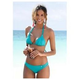 Triangel-Bikini-Top s.Oliver "Spain", Damen, Gr. 40, Cup C/D, blau (t&uuml;rkis), Microfaser, Microfaser, unifarben, Bikini-Oberteile, mit Raffung und Doppeltr&auml;ger