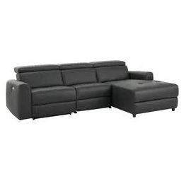 Ecksofa Home Affaire "Sentrano, L-Form", grau, B:275cm H:82cm T:164cm, NaturLEDER/Kunstleder (Das Leder hat eine Dicke von 0, 9-1, 0 mm);Kunstleder;Webstoff (95% Polyester, 5% Nylon);Struktur fein (95% Polyester, 5% Nylon), Sofas, Ecksofa, 275 cm, man. o. elektr. Relaxfunktion und USB/Kopfverstellung