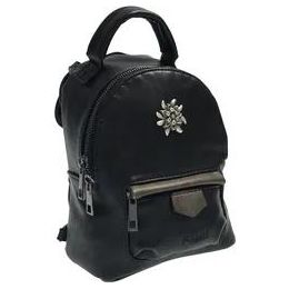 Allg&auml;u Rebell Rucksack ALLG&Auml;U REBELL "Rosi", Damen, Gr. B/H/T: 20cm x 16cm x 10cm, schwarz, Lederimitat, Rucks&auml;cke Rucksack, mit mehreren Tragem&ouml;glichkeiten