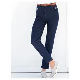 5-Pocket-Jeans Casual Looks, Damen, Gr. 23, Kurzgr&ouml;&szlig;en, blau (dunkelblau), 98% Baumwolle, 2% Elasthan, unifarben, lang, Jeans 5-Pocket-Jeans