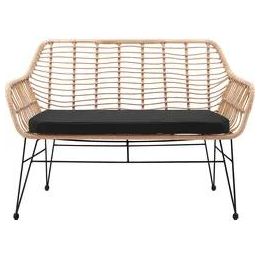 Sitzbank Salesfever "Wels Komfortable Bank", schwarz (natur, schwarz, schwarz), B:120cm H:85cm T:69cm, Metall, Polypropylen, Sitzb&auml;nke, K&uuml;chenbank Sitzbank Rattan-Sofa, Indoor- und Outdoor geeignet