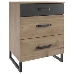 Nachtkommode wimex "Detroit by fresh to go", beige (plankeneichefarben, raw steel), B:54cm H:70cm T:41cm, Sideboards