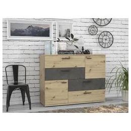 Kommode FORTE "Skive", grau (artisan eiche, betonoptik), B:125cm H:95,9cm T:41,3cm, Sideboards, Kommode, Breite ca. 125 cm