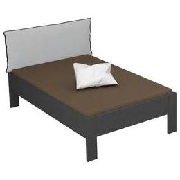 Futonbett Rauch "Aditio", grau (graumetallic), B:126cm H:107cm L:208cm, Betten, Futonbett, Kopfteil Webstoff mit abgesetztem Keder
